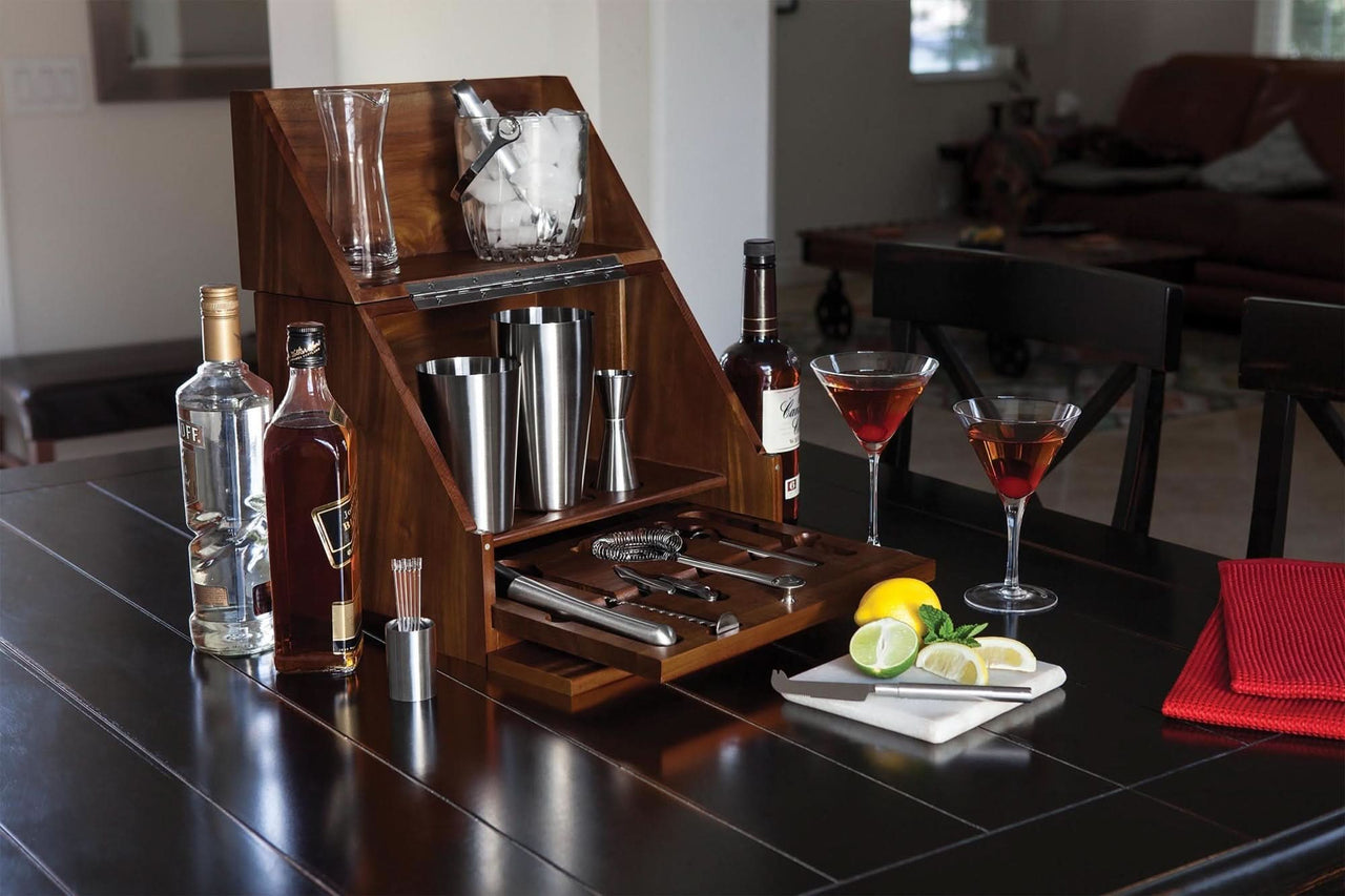 Madison Acacia Tabletop Bar Set – Wine Racks