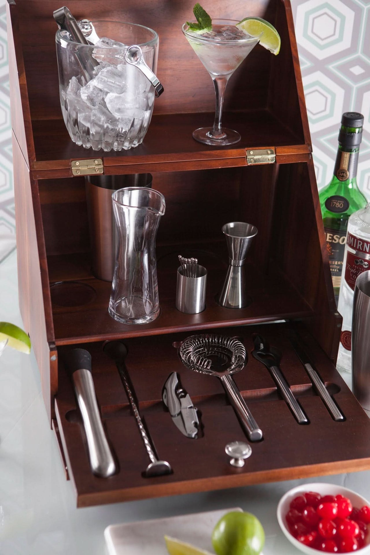 Madison Acacia Tabletop Bar Set – Wine Racks