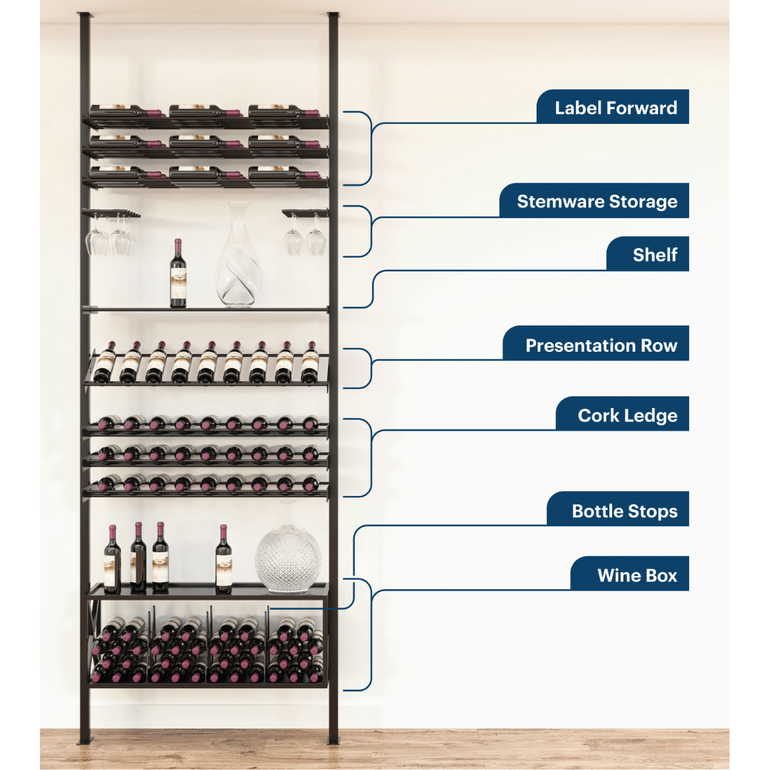Evolution Low Profile Wine Rack – Sleek Floating Wine Storage – Wine Racks
