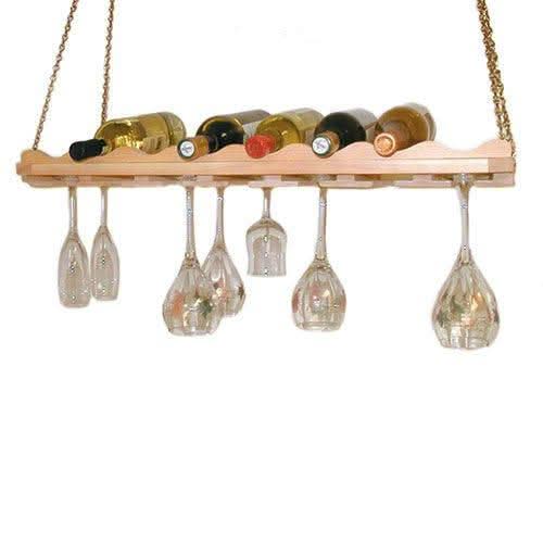 Wooden Hanging Wine Rack for Bottle and Stemware | WineRacks.com – Wine ...